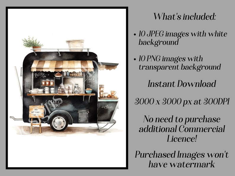Watercolor Coffee Cart Clipart 10 High Quality JPEG and PNG - Etsy