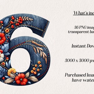 Denim Alphabet Clipart: Watercolor Embroidered Letters (digital ...