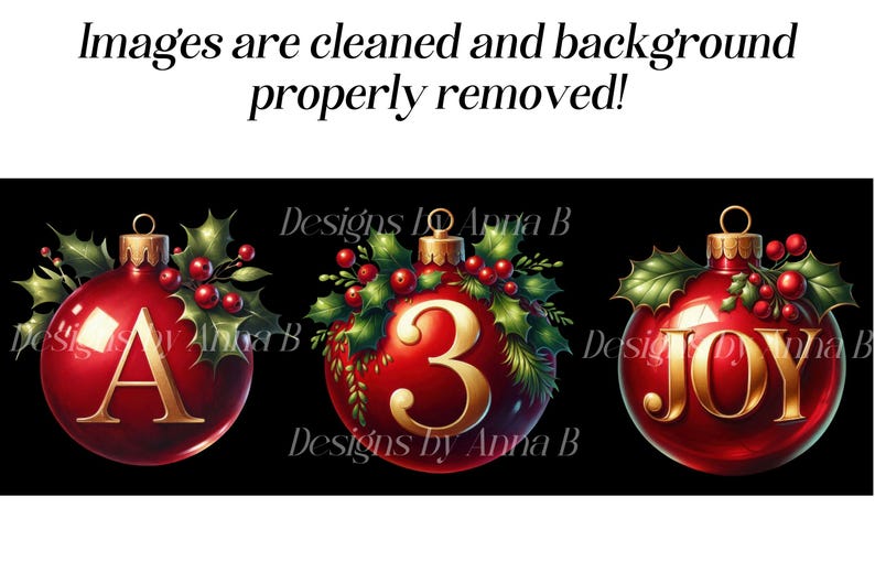 Christmas Baubles Alphabet Clipart: Watercolor Ornaments (digital ...