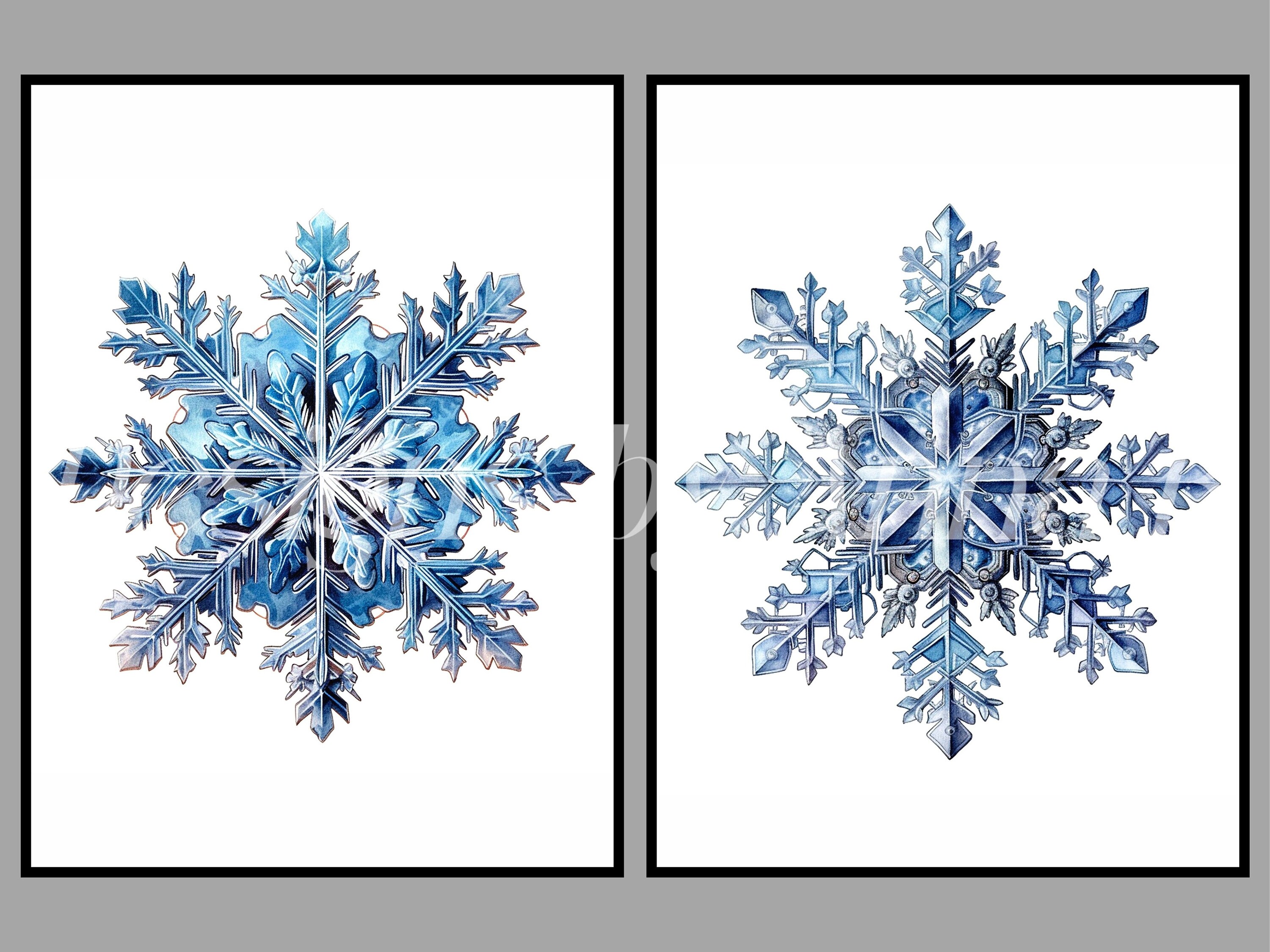 Watercolor Snowflake Clipart: Winter Graphics (JPEG, PNG Files) - Etsy
