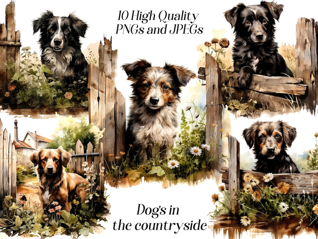 Watercolor Dogs Clipart, 10 High Quality JPEG and PNG Files, Pet ...
