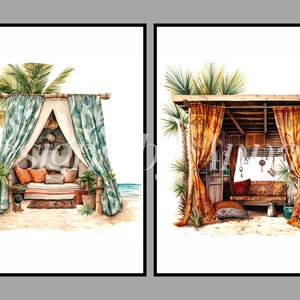 Watercolor Boho Beach Clipart, 10 High Quality JPEG and PNG Files ...