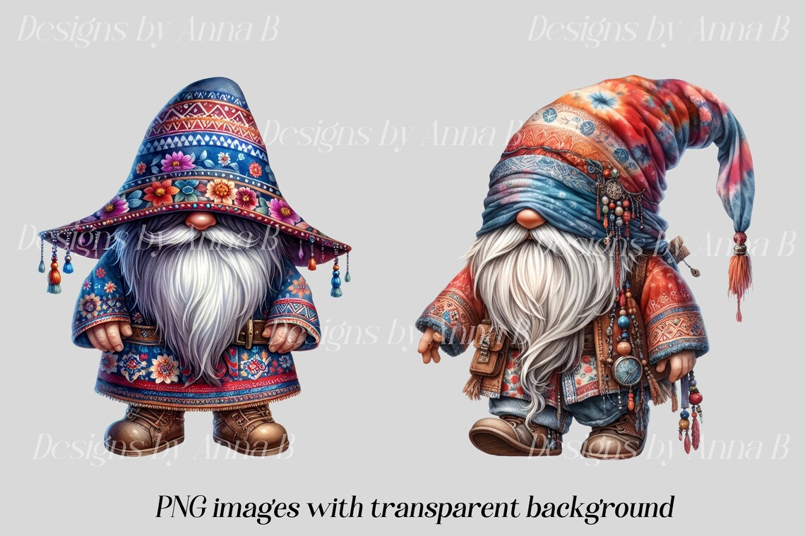 Watercolor Boho Gnome Clipart: 13 PNG Files (digital Download) - Etsy