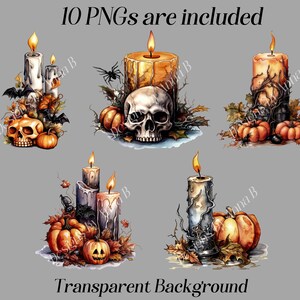 Watercolor Halloween Candle Clipart: Spooky Jpegs/pngs (digital ...