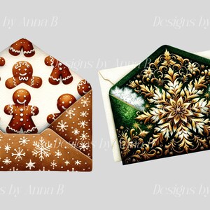 Watercolor Christmas Envelopes Clipart: Festive Holiday PNG Files - Etsy