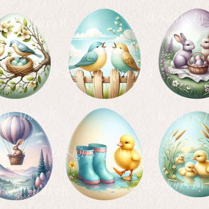 Watercolor Easter Egg Clipart: Spring Animals, Floral Pngs (digital ...