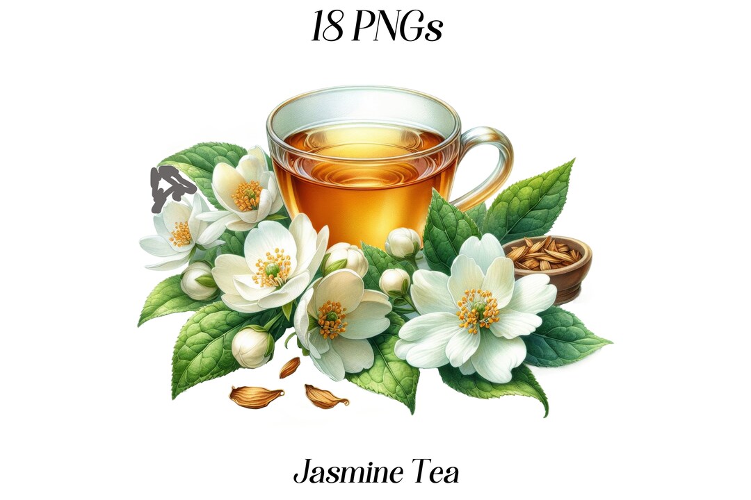 Jasmine Tea Clipart: Floral Tea Cup PNG Art (digital Download) - Etsy