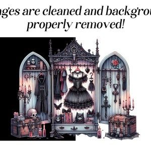 Gothic Wardrobe Clipart, 14 PNG Files, Goth Clothes, Dresser, Spooky ...