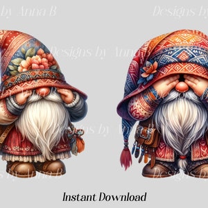Watercolor Boho Gnome Clipart: 13 PNG Files (digital Download) - Etsy