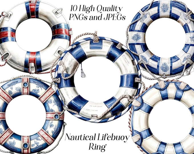 Life Buoy Clipart 10 High Res Watercolor Jpgs, Junk Journaling, Card ...