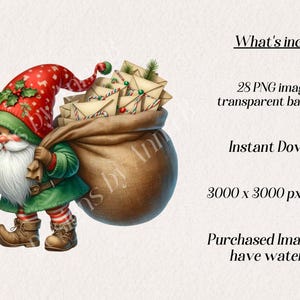 Christmas Mail Gnome Clipart, Festive Gnome, Holiday Mailbox, Winter ...
