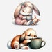 Watercolor Tired Bunny Clipart, 13 PNG Files, Exhausted, Tired Mum ...