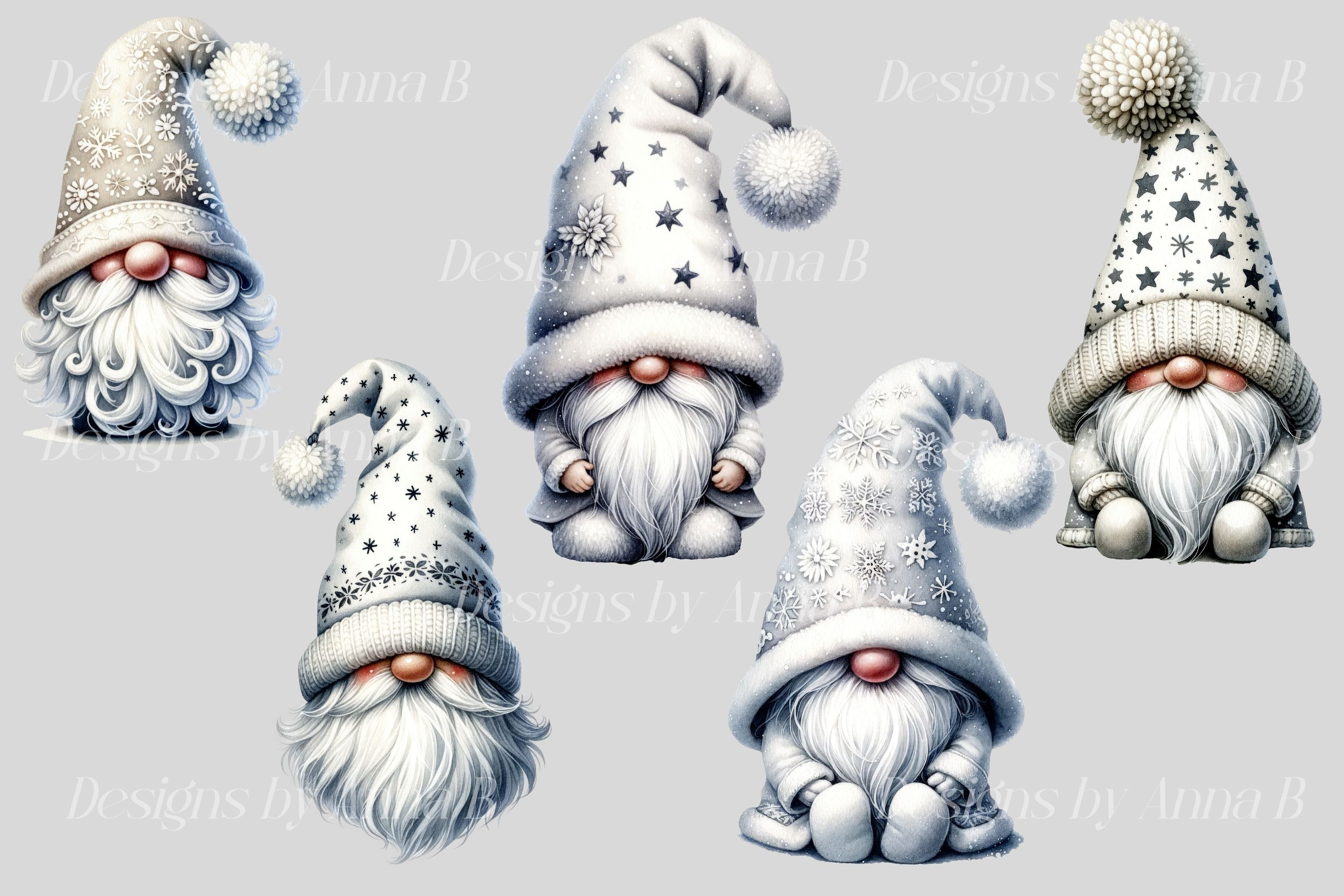 Watercolor Christmas Gnomes Clipart: Festive Winter Graphics (digital ...