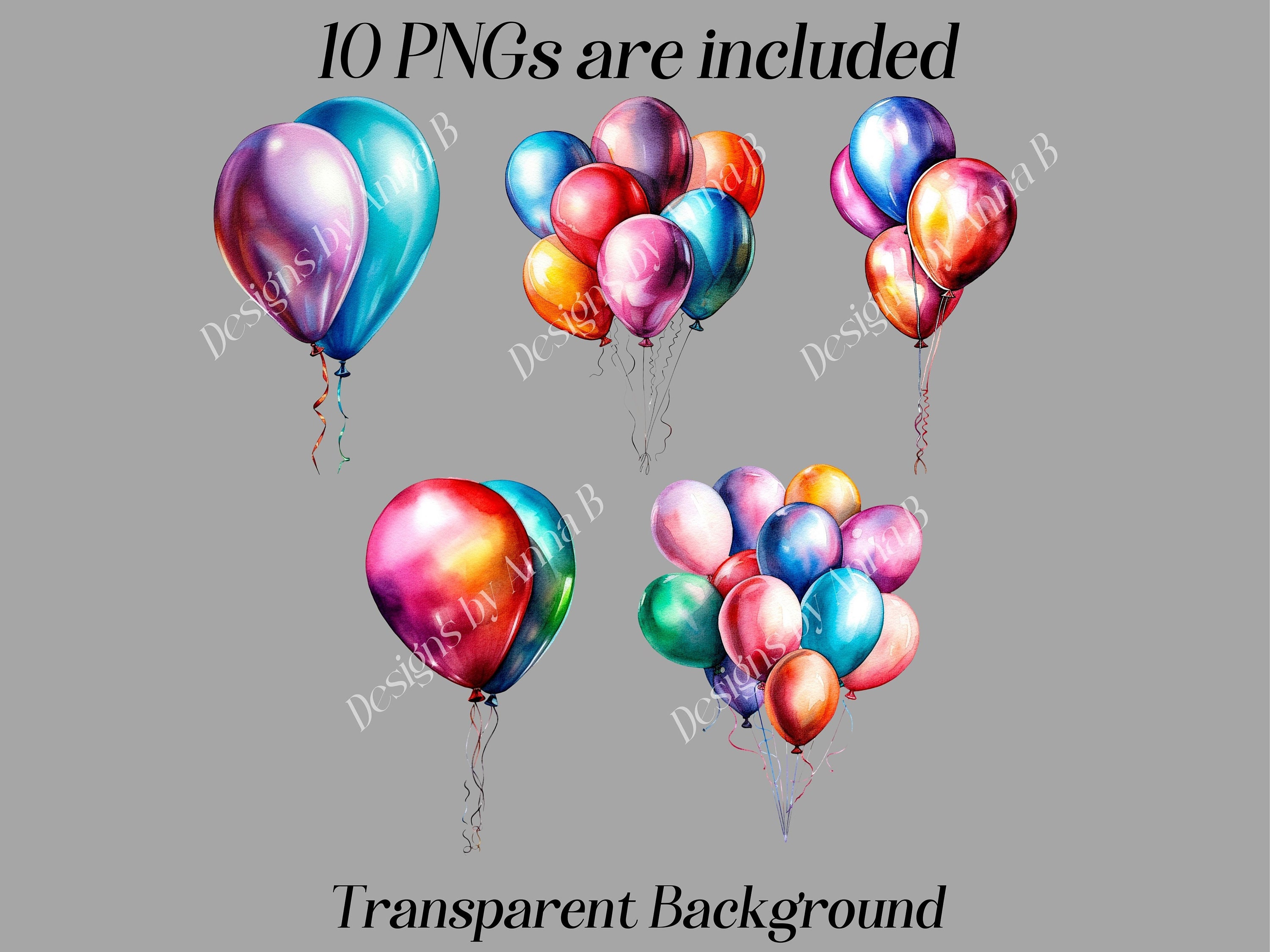 Watercolor Party Balloons Clipart: Celebration Decor (digital Download ...