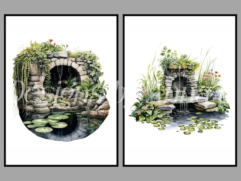 Watercolor Pond Clipart 10 High Quality JPEG and PNG Files - Etsy