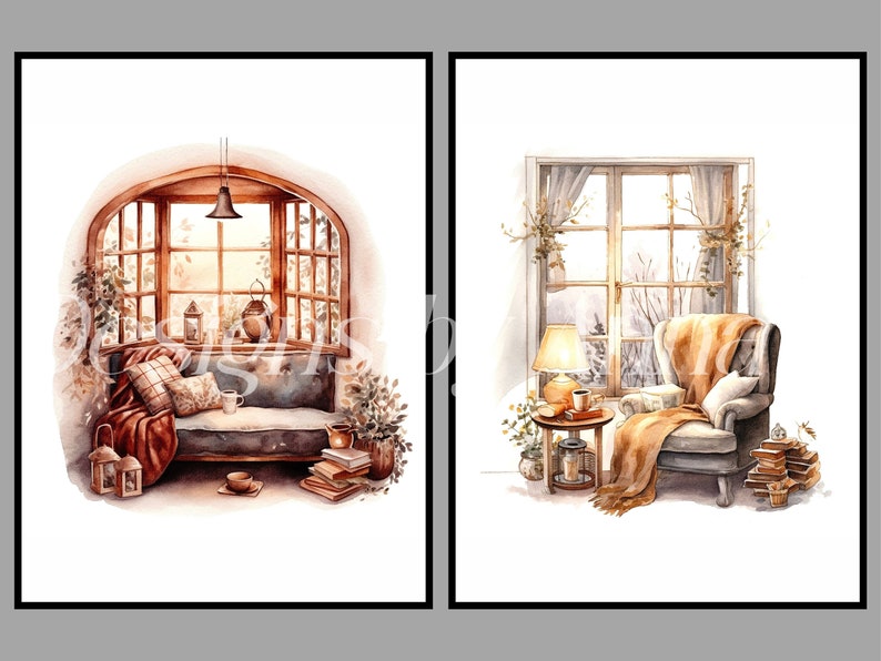 Watercolor Cozy Winter Clipart 10 High Quality JPEG and PNG - Etsy