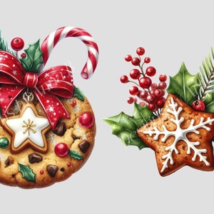 Watercolor Christmas Cookie Clipart, 10 High Quality PNG Files ...