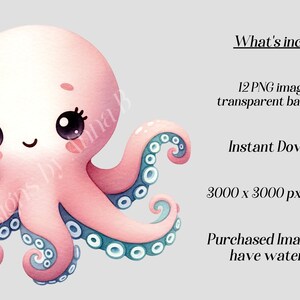 Watercolor Cute Nautical Clipart, 12 High Quality PNG Files, Ocean ...