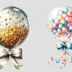 Watercolor Birthday Balloons Clipart, 10 High Quality PNG Files ...