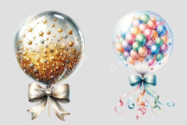 Watercolor Birthday Balloons Clipart, Celebration PNG Graphics (digital ...