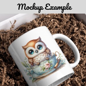 Watercolor Owl and Teacup Clipart, 15 PNG Files, Cute Owl, Vintage Teacup, Woodland Animals ...