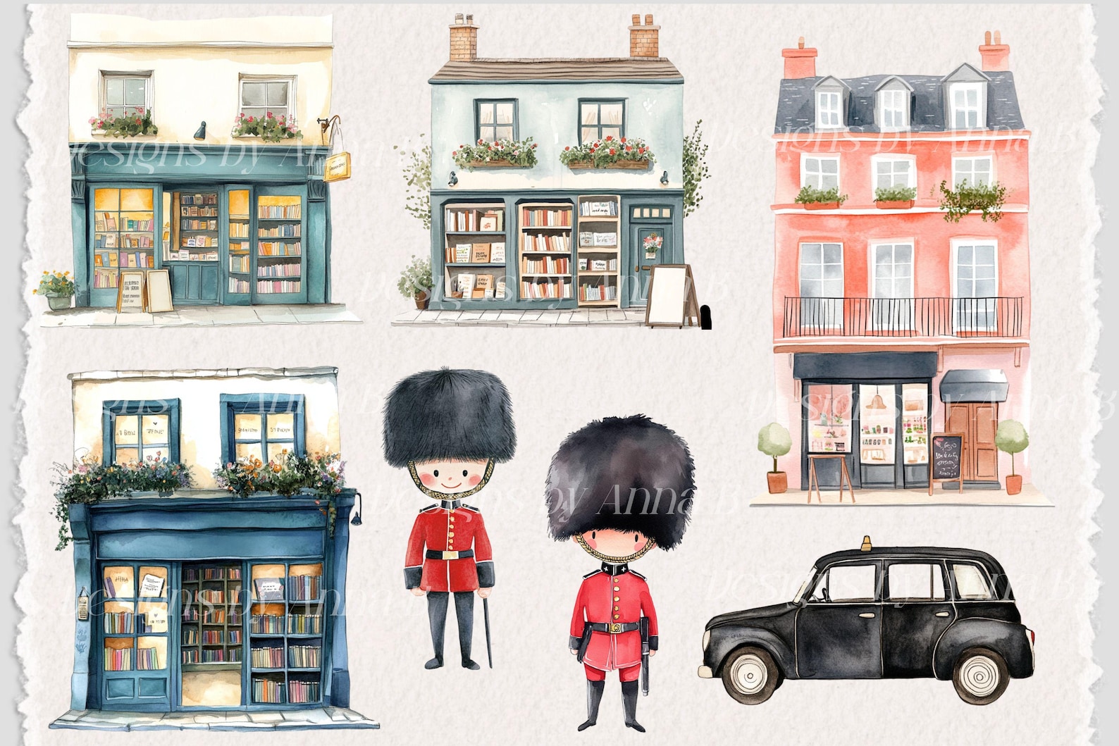 Watercolor London Clipart – City Landmarks PNG Set (digital Download ...