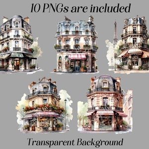 Watercolor Paris Cafe Clipart 10 High Quality JPEG and PNG - Etsy