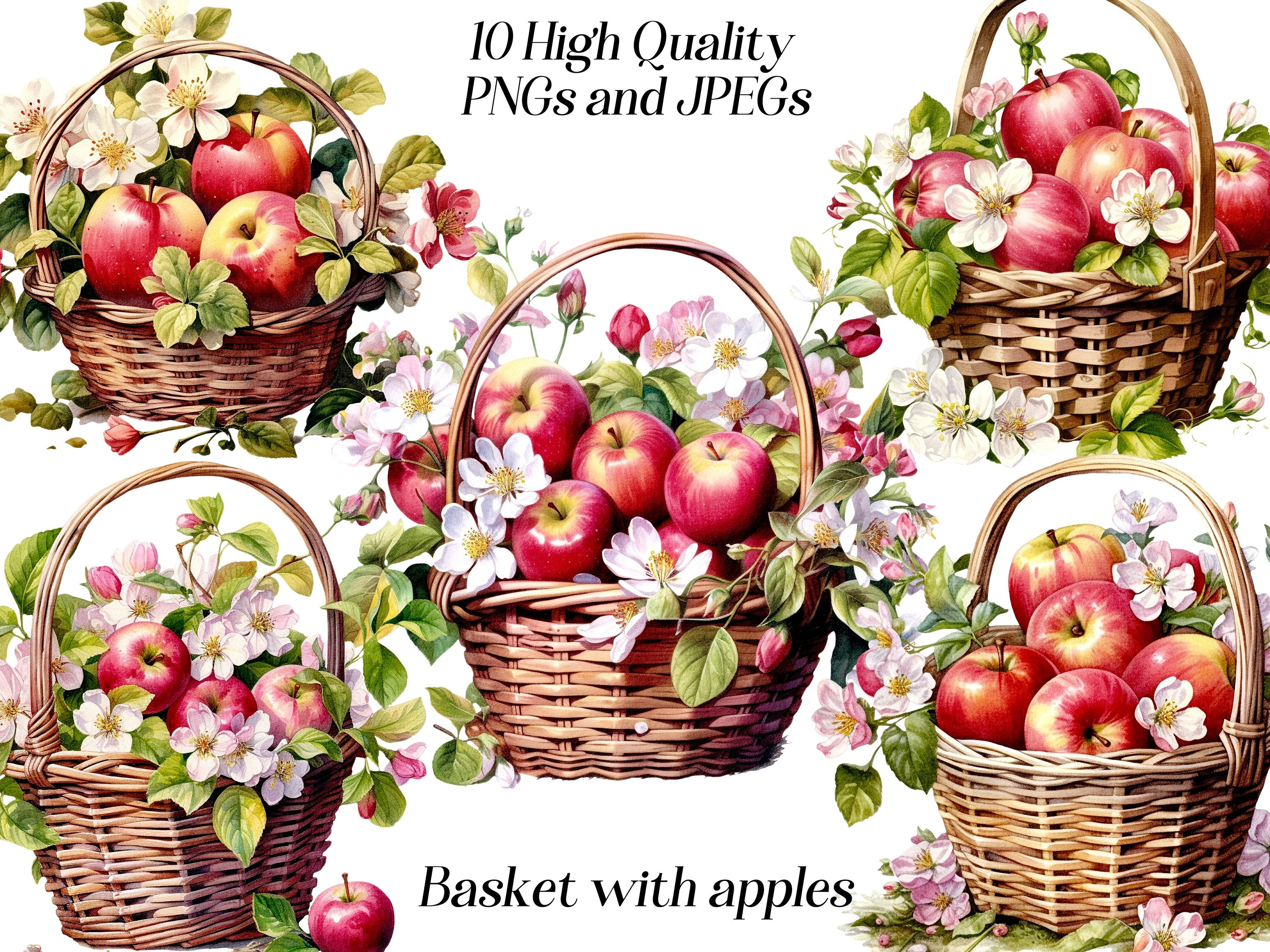 Cute Apple Basket Clipart