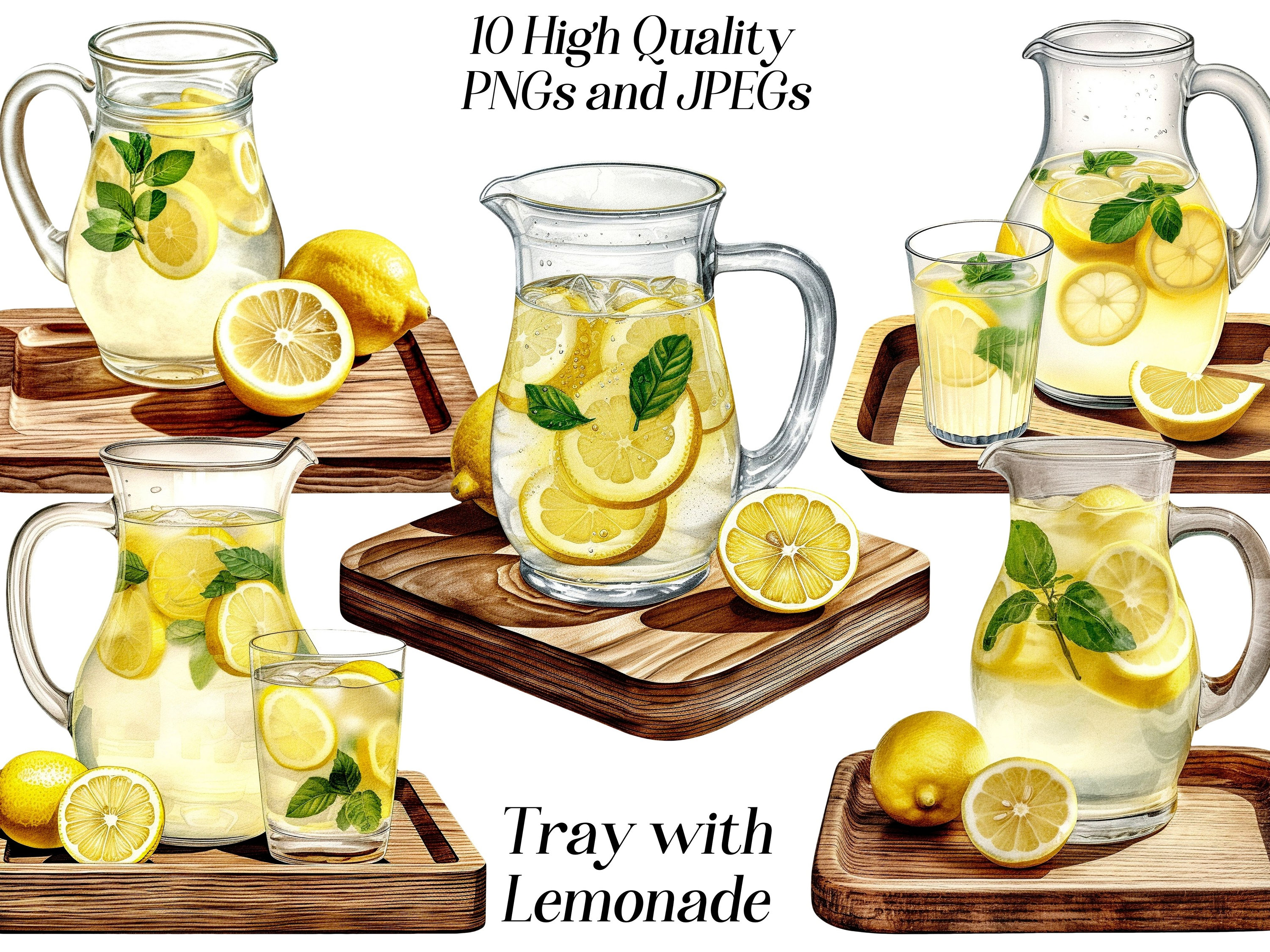 Watercolor Lemonade Clipart: Summer Citrus Graphics (digital Download ...