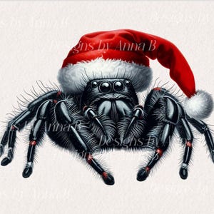 Christmas Jumping Spider Clipart: Watercolor Holiday PNG Graphics ...