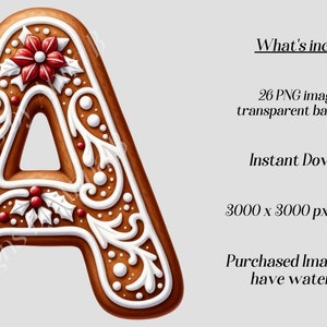 Watercolor Gingerbread Cookie Alphabet Clipart (PNG Files) - Etsy
