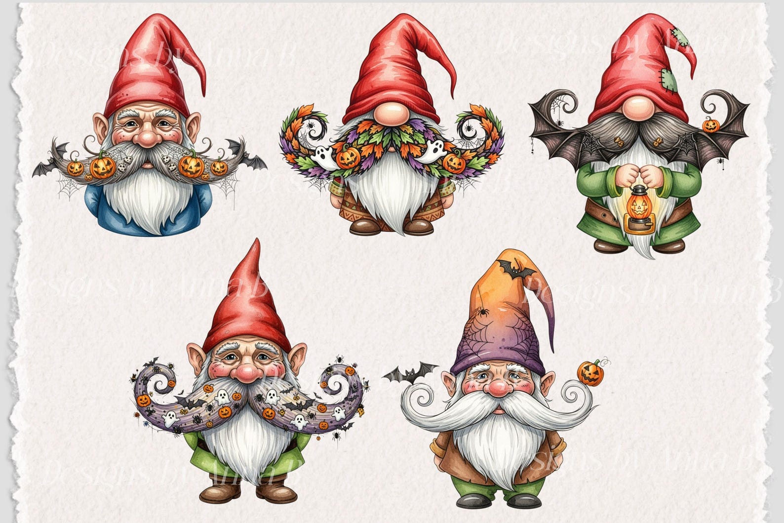 Watercolor Halloween Gnome Clipart: Spooky PNG Images (digital Download ...
