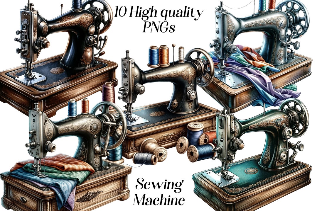 Vintage Sewing Machine Clipart - Retro Sewing Machine PNG, Antique ...