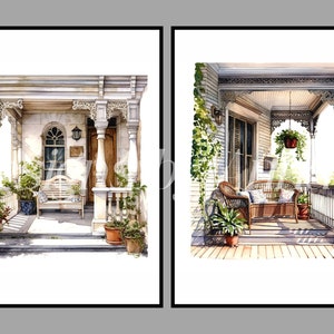 Watercolor Porch Clipart, 10 High Quality JPEG and PNG Files, House ...