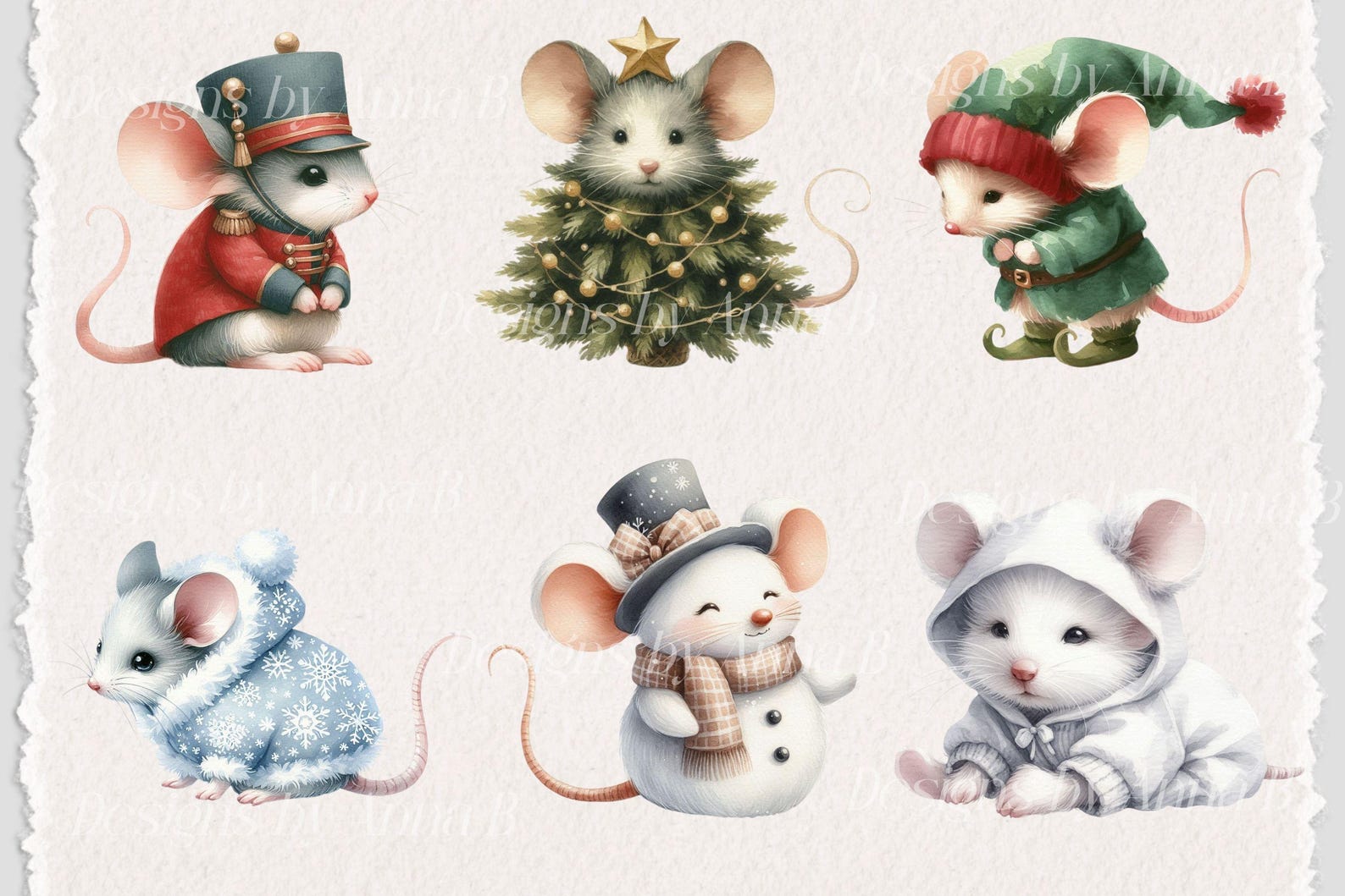 Christmas Mouse Clipart: 35 Festive PNG Images (digital Download) - Etsy