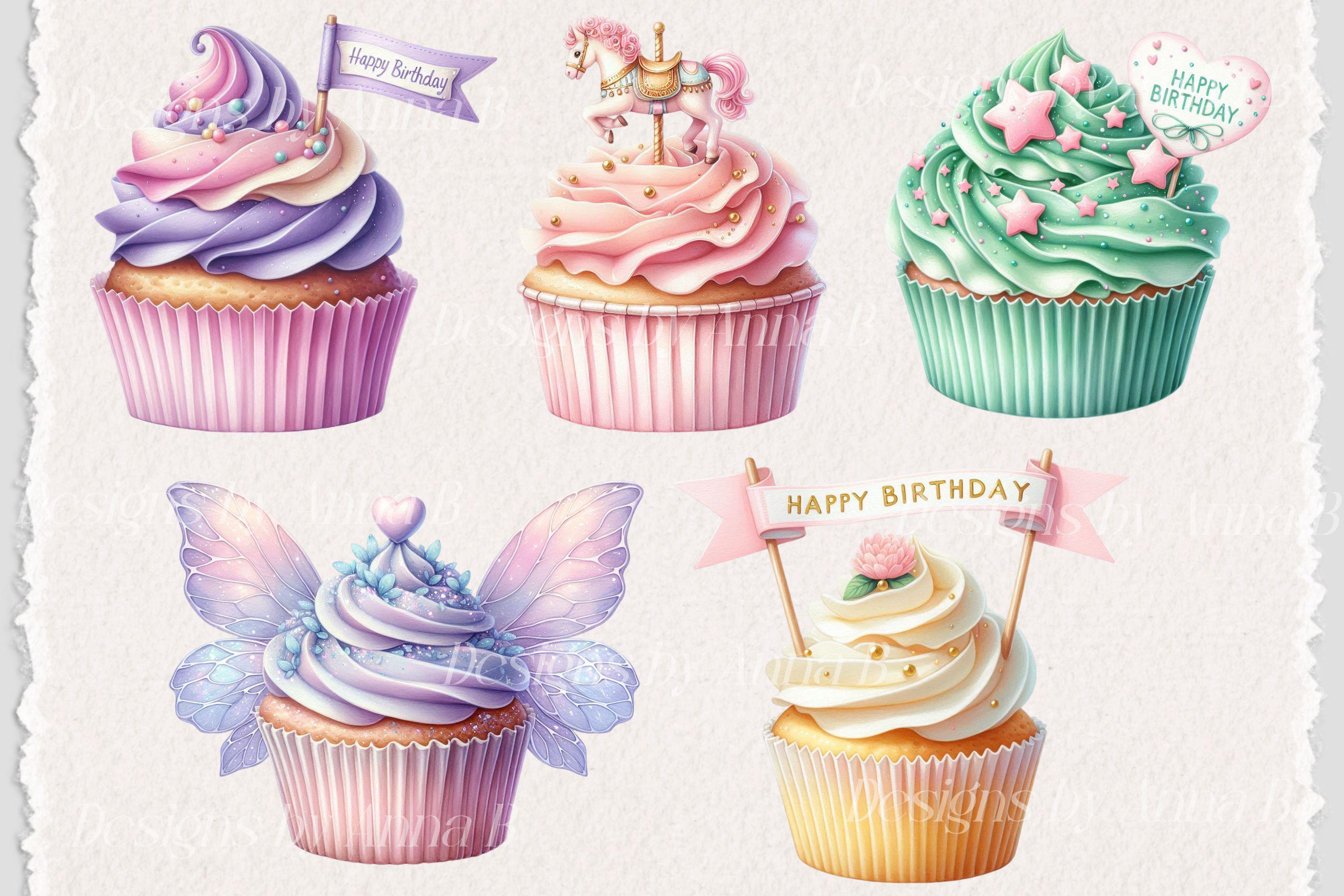 Birthday Cupcake Clipart, Pastel Dessert Pngs (digital Download) - Etsy