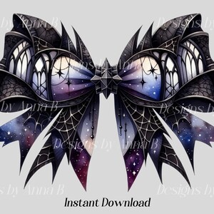 Watercolor Gothic Bow Clipart: Black Bow Illustration (14 PNG Files) - Etsy