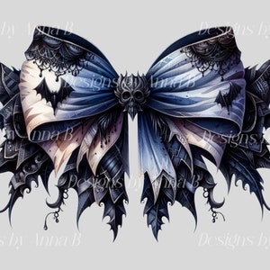 Watercolor Gothic Bow Clipart: Black Bow Illustration (14 PNG Files) - Etsy