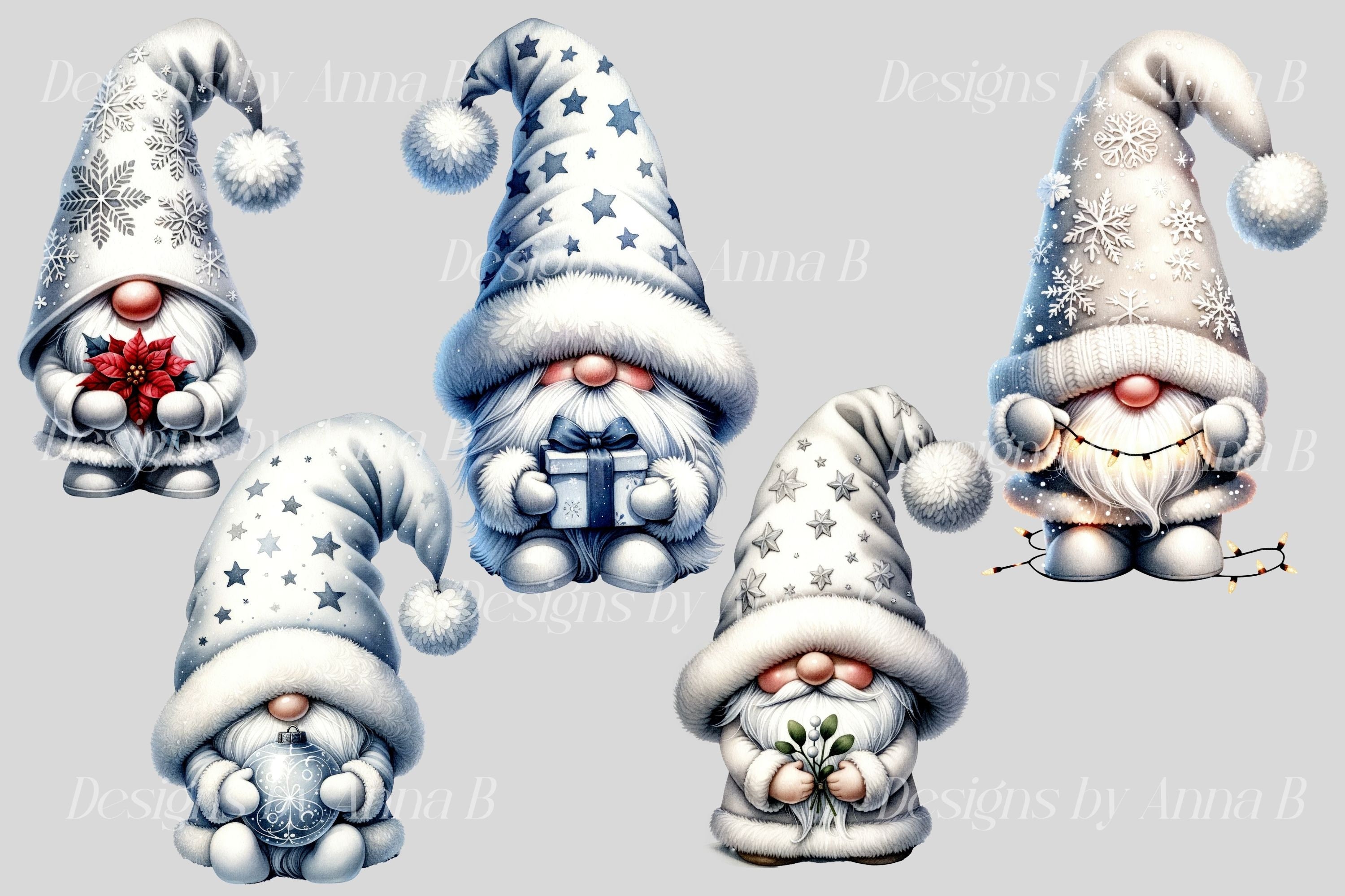 Watercolor Christmas Gnomes Clipart: Festive Winter Graphics (digital ...