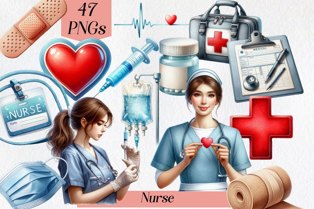 Watercolor Nurse Clipart: Medical Staff Graphics (digital Download) - Etsy