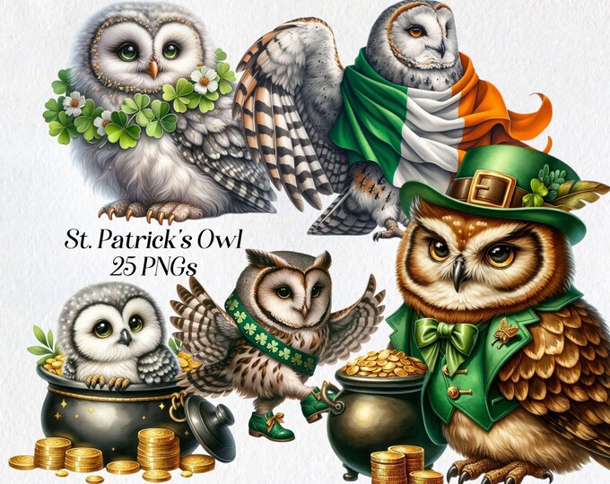 St Patrick Owls Clipart Set - SVG & 14 Pngs | Digital Download - Etsy ...