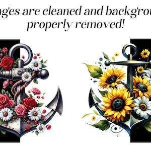 Watercolor Floral Anchors Clipart, 15 High Quality PNG Files, Nautical ...