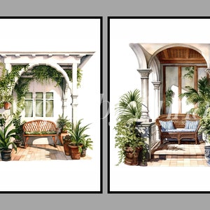 Watercolor Porch Clipart, 10 High Quality JPEG and PNG Files, House ...