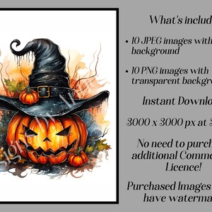Watercolor Halloween Pumpkin Clipart, 10 High Quality JPEG and PNG ...