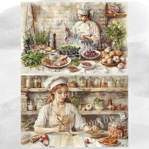 Watercolor Cooking and Baking Digital Papers, 16 High Quality JPEG ...