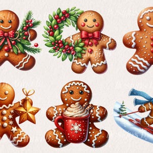 Gingerbread Man Clipart: 36 Christmas PNG Illustrations (digital ...