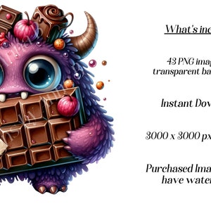 Watercolor Monsters Eating Food Clipart, 43 PNG Files, Cute Creatures ...