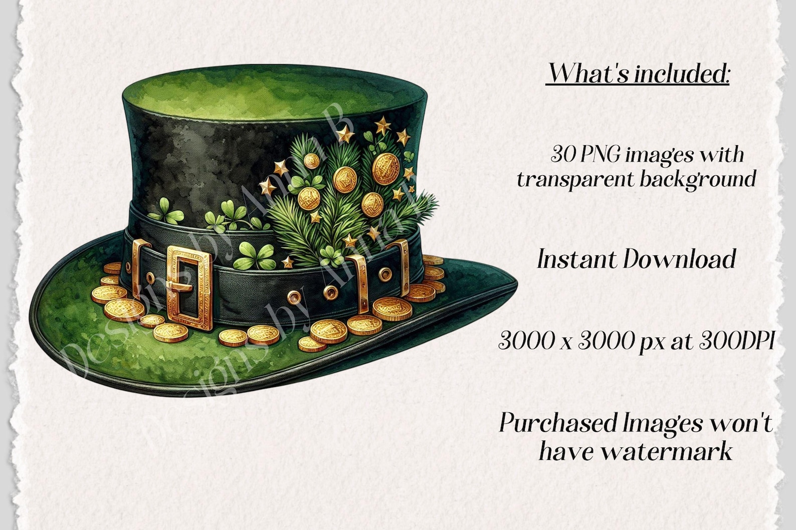 Watercolor Leprechaun Hat Clipart: St. Patrick's Day Graphics (digital ...