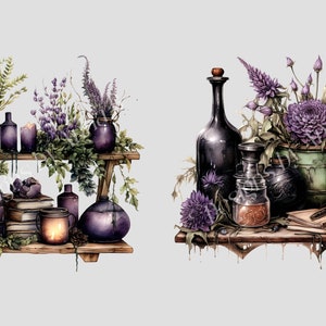 Watercolor Witches Inventory Clipart, 10 High Quality PNG Files ...