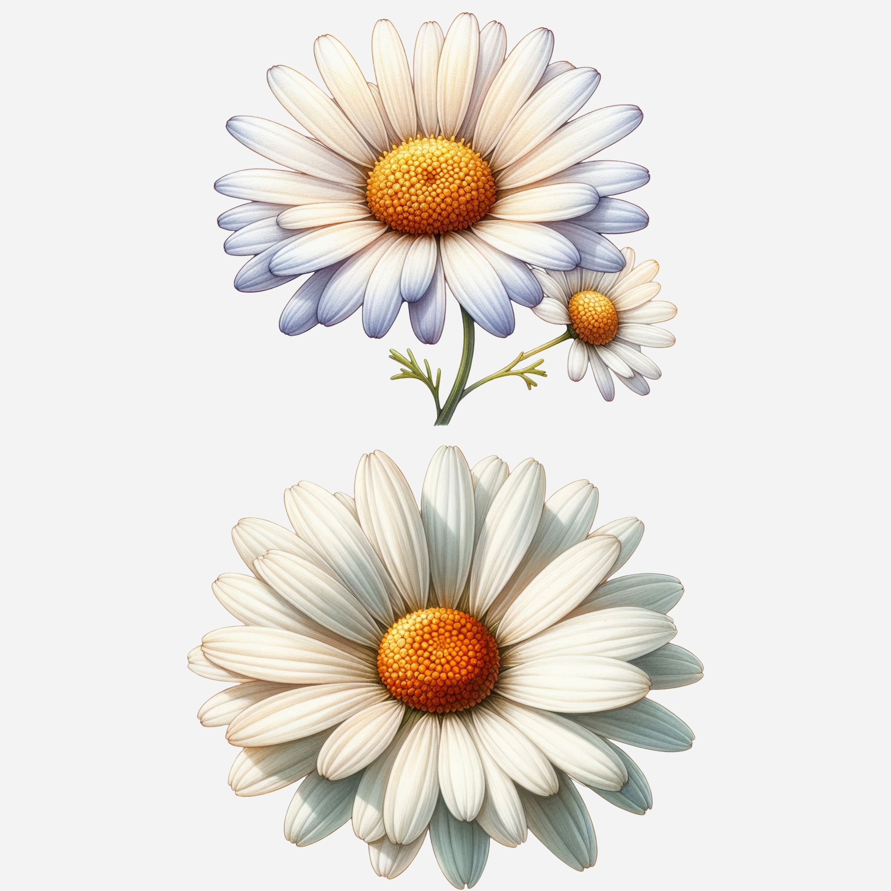 Watercolor Daisy Clipart: 14 PNG Floral Illustrations (digital Download ...